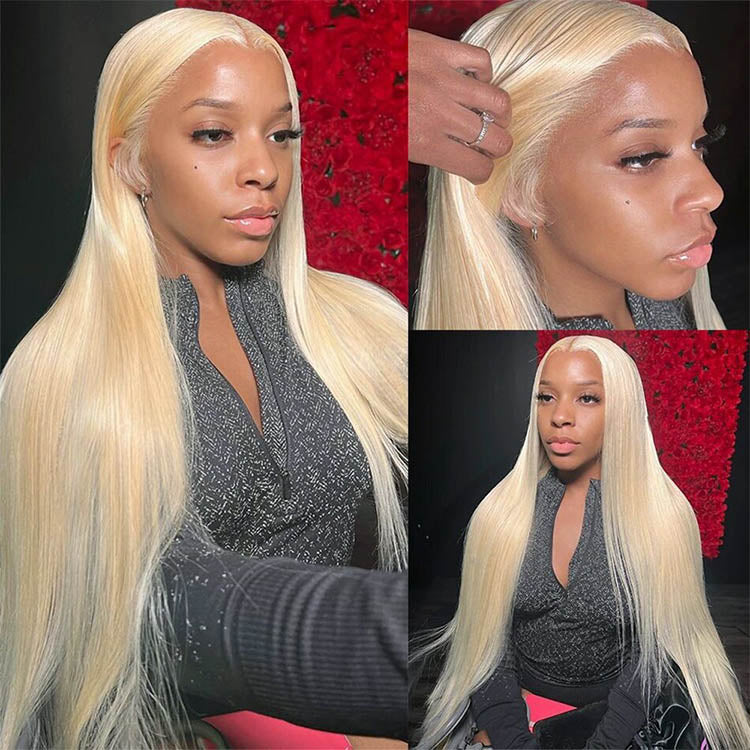 Megalook 13x4 Lace Frontal 613 Blonde Silky Straight 30 Inch Wigs Invi