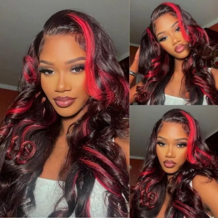Megalook Bogo Free New Dark Burgundy With Rose Red Highlights 13x4 Lac – Megalook Hair