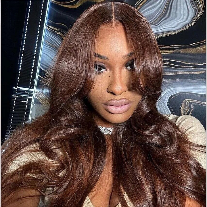Medium Length Body Wave Pre-Bleached Knots 99J Burgundy/#4 Chocolate B ...