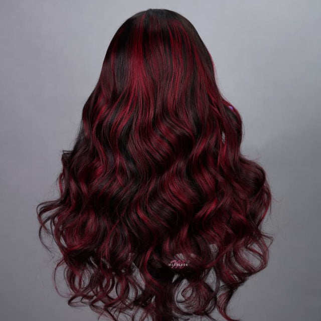 Dark Burgundy Lace Front Wig with Hand Curls