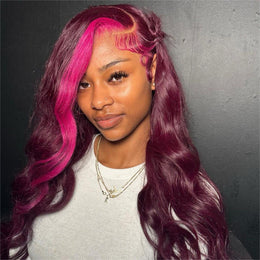 13x4/13x6 Lace Front Side Part Highlight Money Piece Pink Purple Human ...