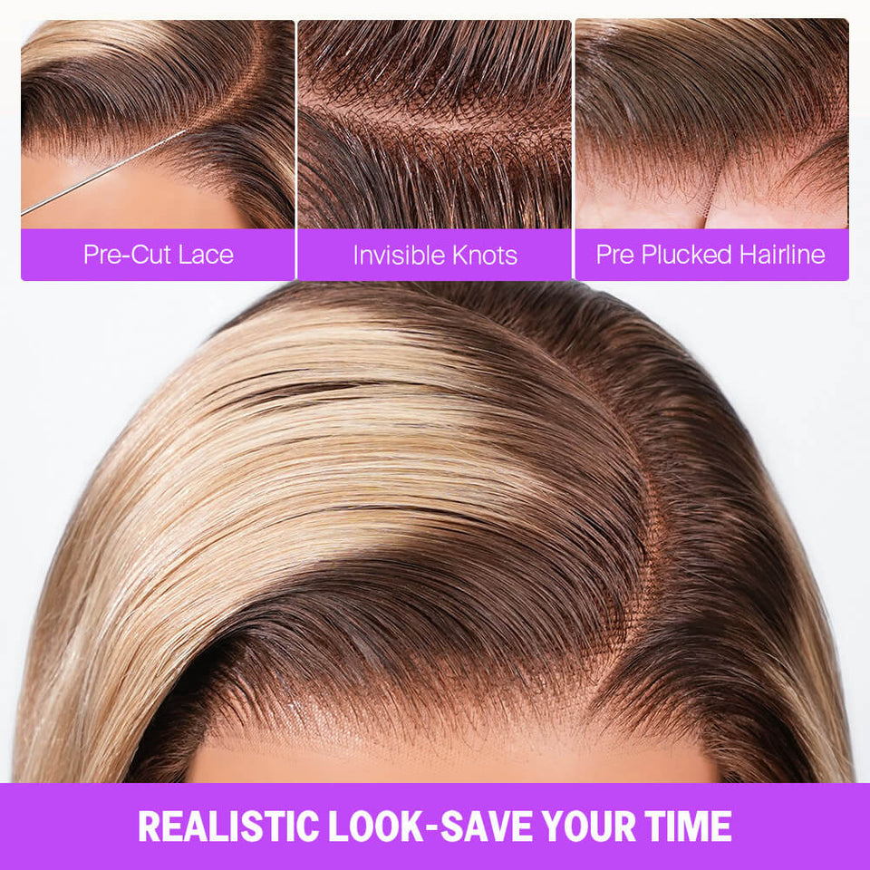 Megalook 6x5 Invisible Knots Glueless Ash Blonde Ombre Loose Body Wave