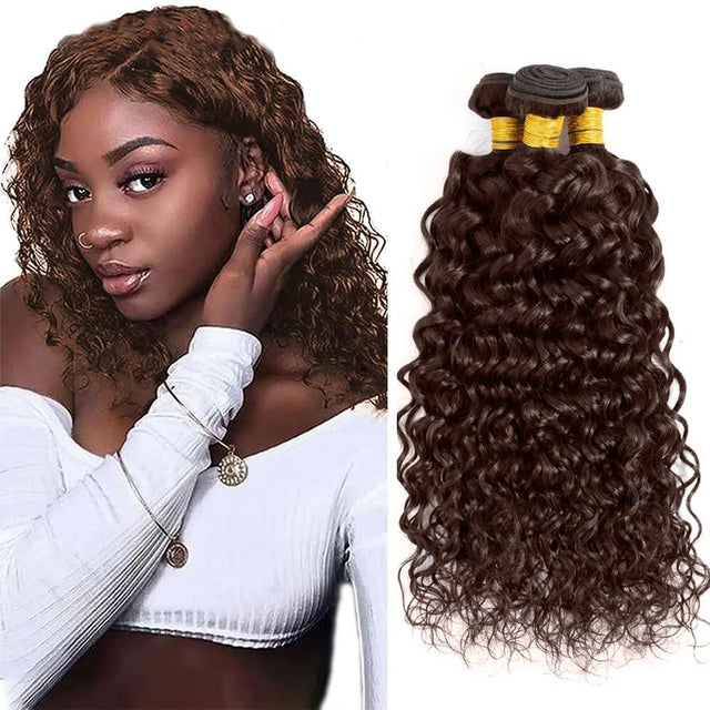 Megalook 10A Water Wave Virgin Hair Natural Color /#4 Bundles Chocolat ...