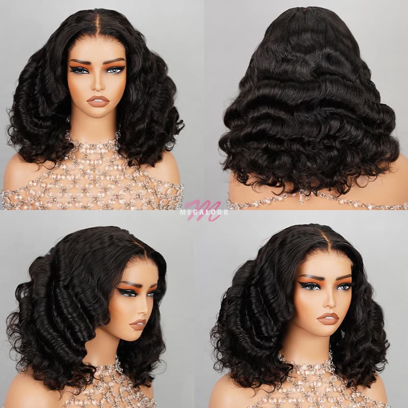 Megalook 6 Inches Deep Part Wigs Megalook Curly Natural Black Breathab