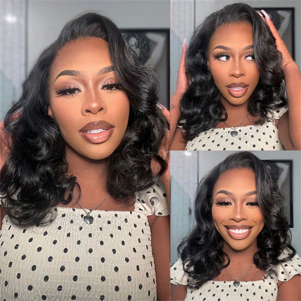 13x6 Three-Go™ Body Wave Bob Glueless Wig 250% Density Invisible Knots ...