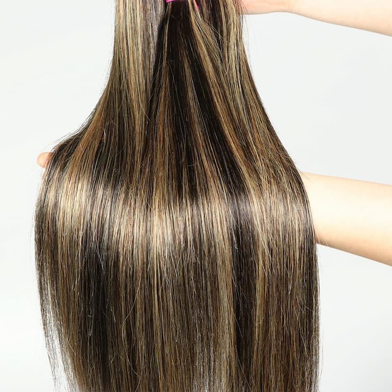 Highlight Balayage Colored 1 Bundle/13x4 Free Part Lace Frontal Closur