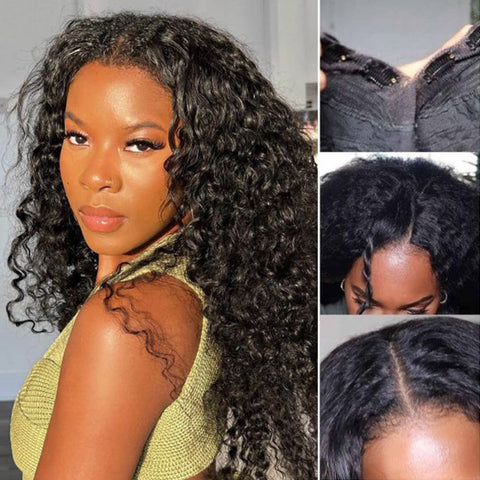 Shop V Part Human Hair Wig with Glueless Lace