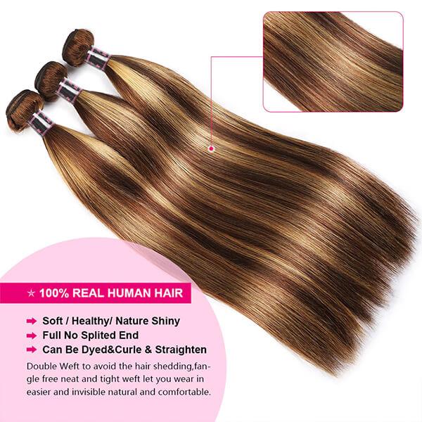 Highlight Bundles Brazilian Straight Human Hair Bundles Ombre Brown St