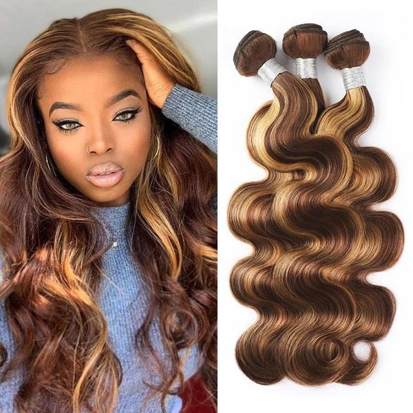 Highlight Bundles Brazilian Straight Human Hair Bundles Ombre Brown St